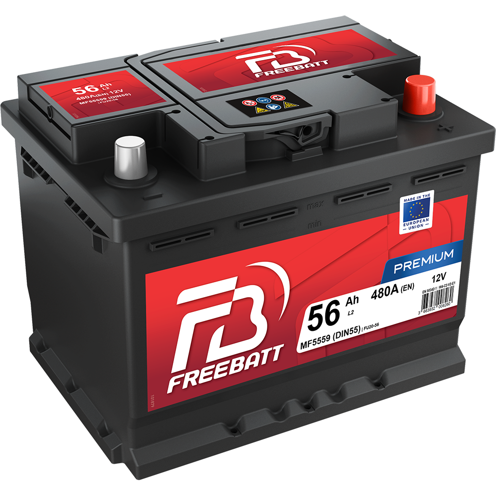 FREEBATT FB L2 12V 56Ah 480A BATTERIE VOITURE - Battery Shop